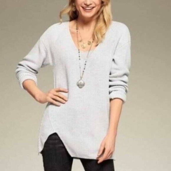 CAbi | Sweaters | Cabi Deep V Zipper Pullover Ribbed Knit Sweater In ...